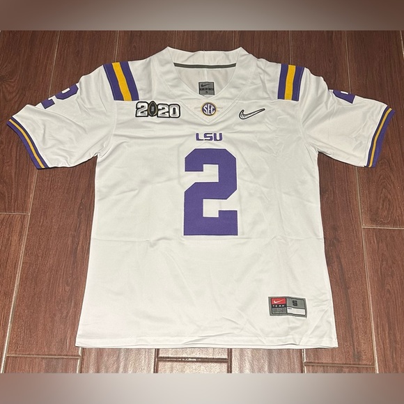 Shirts | Justin Jefferson Lsu Tigers Championship White Jersey Size ...